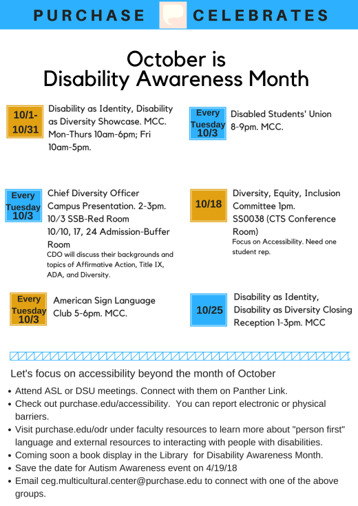 Disability Awareness Month • Student Involvement • Purchase College