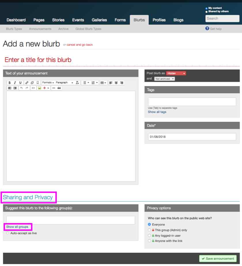 Sharing • LiveWhale CMS Help • Purchase College